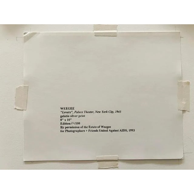 Black & White Silver Print by Weegee-"Lovers, Palace Theatre, n.y City ...