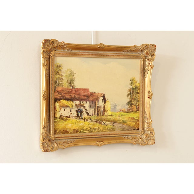 Vintage Impressionist European Farm Landscape Painting | Chairish
