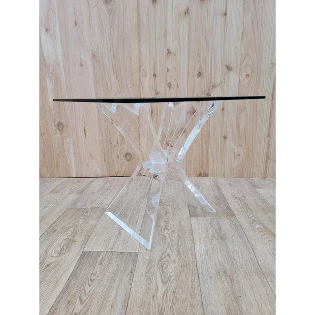 1960s Mid Century Carved Lucite Butterfly Base Glass Top Accent Table ...