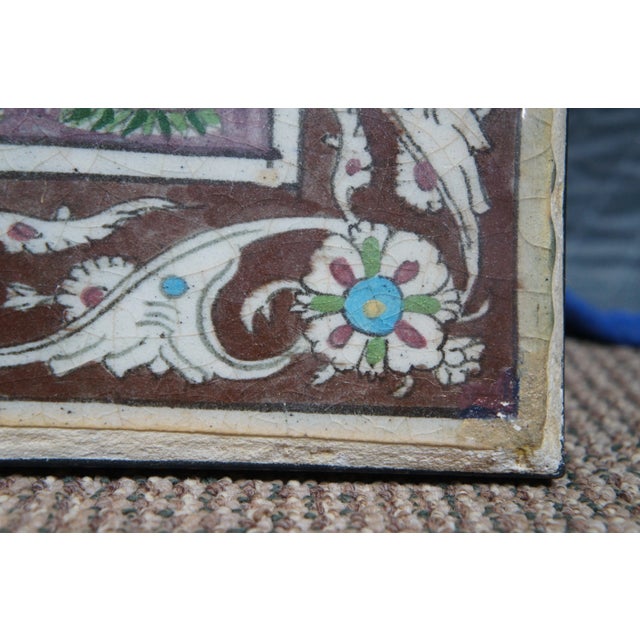 Antique Persian Qajar Dynasty Ceramic Polychrome Framed Mosaic Tile ...