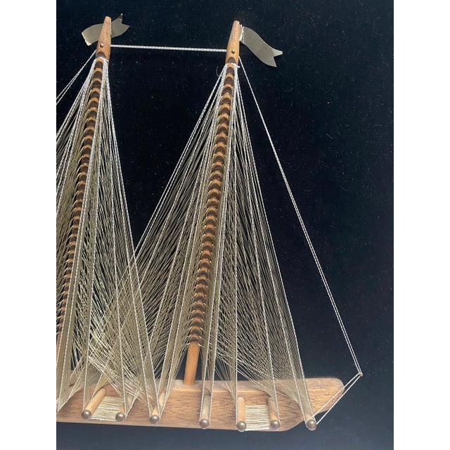 1960s Mid Century Gold Threads Sailboat String Art | Chairish