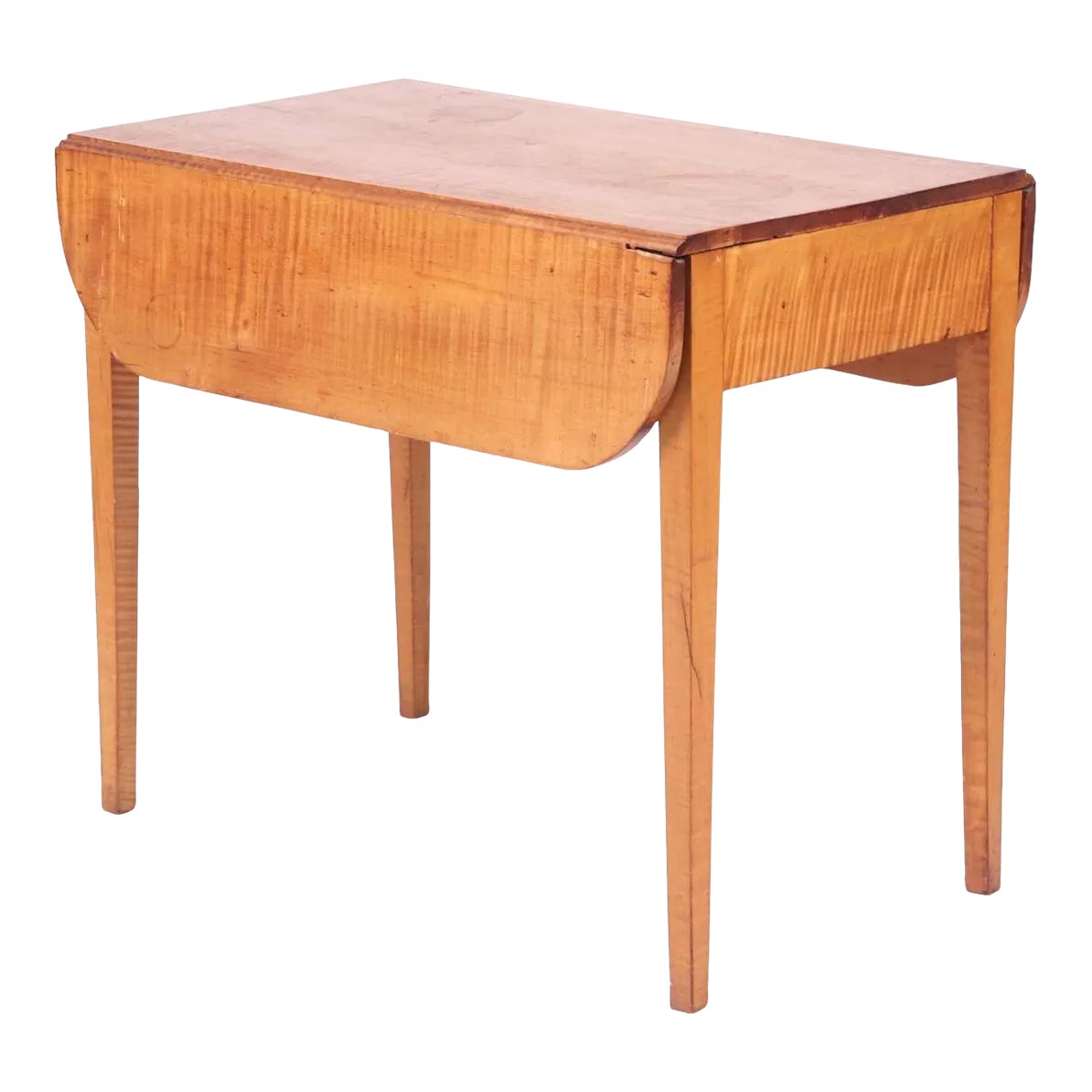 Mid 19th Century Antique Pembroke Style Tiger Maple Drop Leaf Table | Chairish