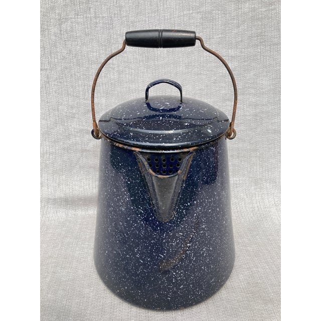 Antique Enamel Cowboy Kettle | Chairish