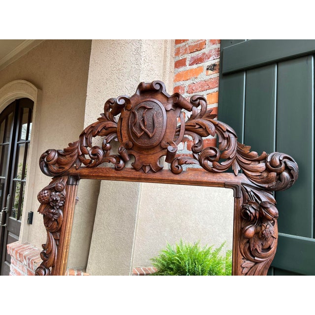 Antique French Pier Mantel Wall Mirror Baroque Carved Oak Renaissance ...