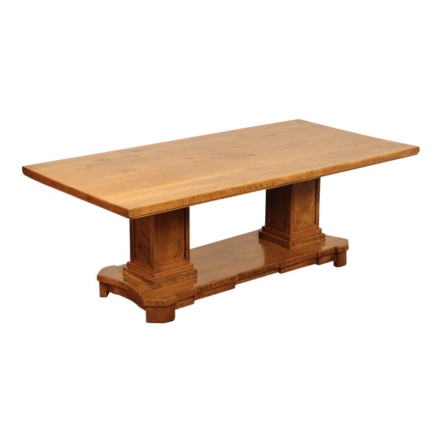 Custom Crafted Large Rustic Walnut Double Pedestal Dining Table | Chairish