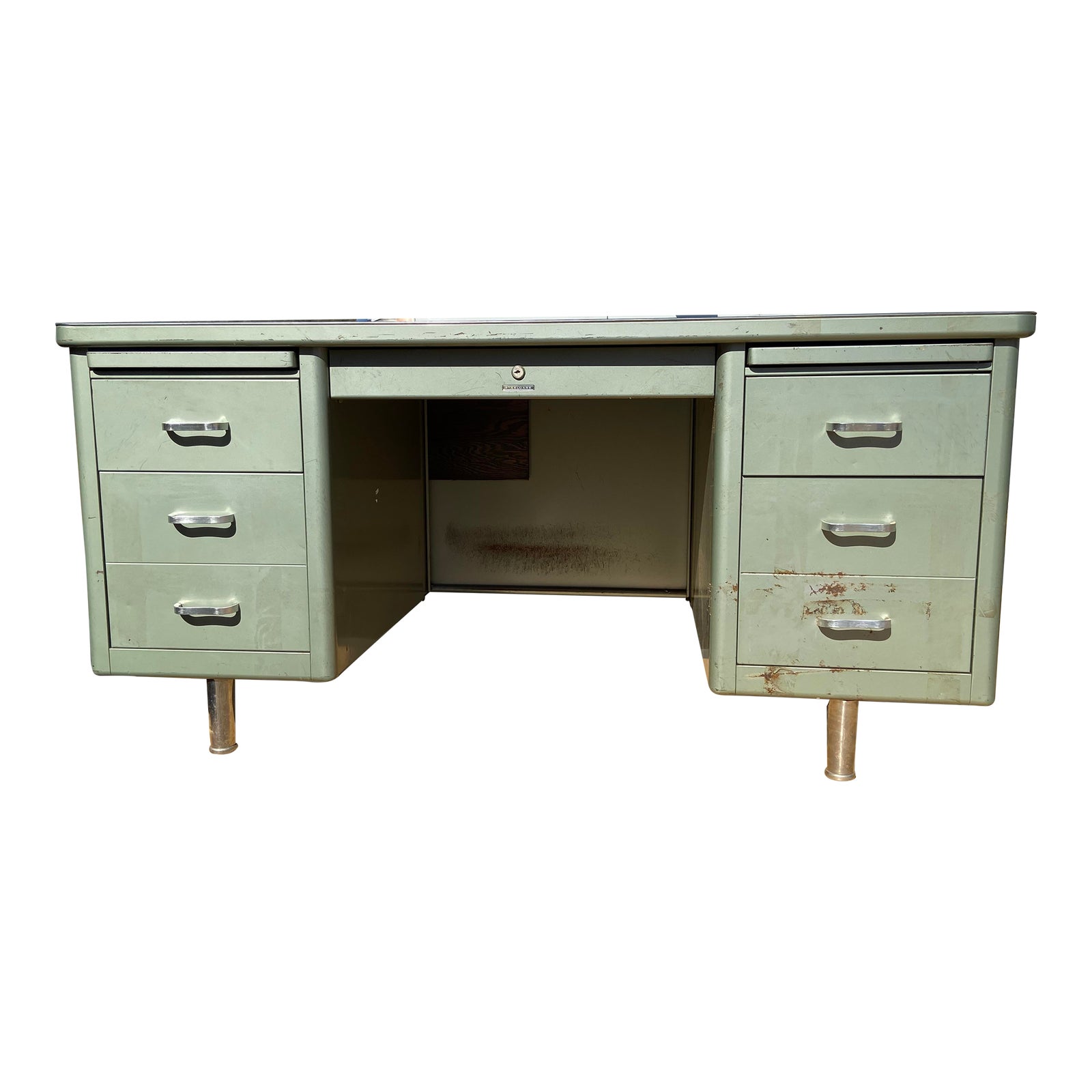 1970s Steelcase Vintage Mid Century Modern Tanker Desk With Patina ...