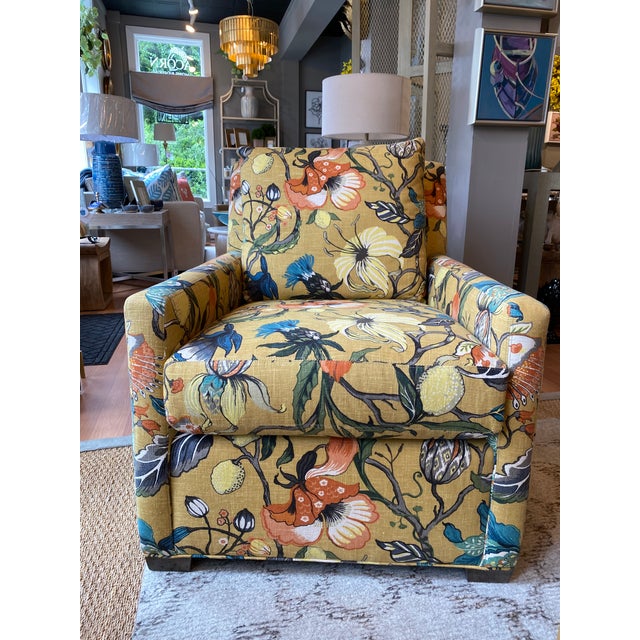 Wesley Hall Furniture Grayson Chair 674 in Wildflower Ochre | Chairish
