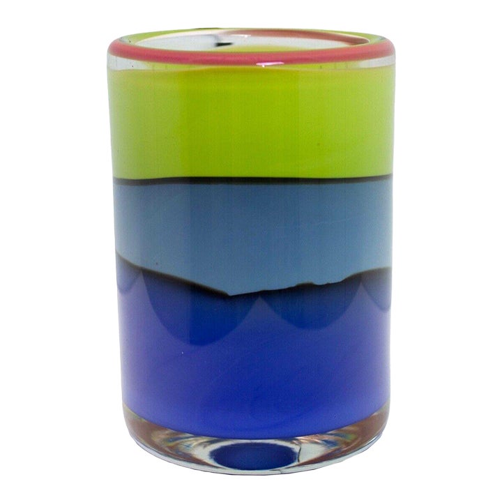 1981 Ricky Bernstein Signed Modern Lime Green & Blue Striped Art Studio ...