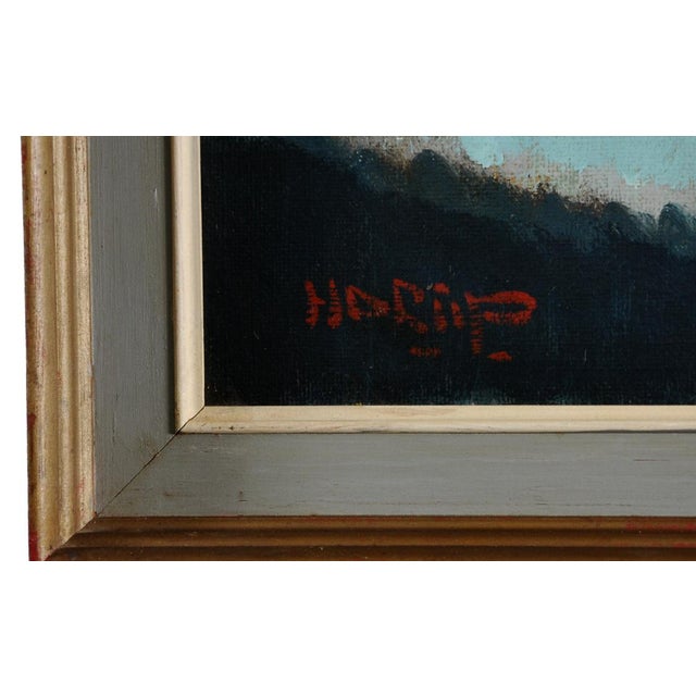 Mid-Century Modern "Still Live With Flower and Orange" Oil on Canvas by ...