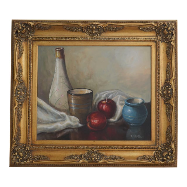 r.martin Artist Signed Still Life Oil Painting on Canvas | Chairish