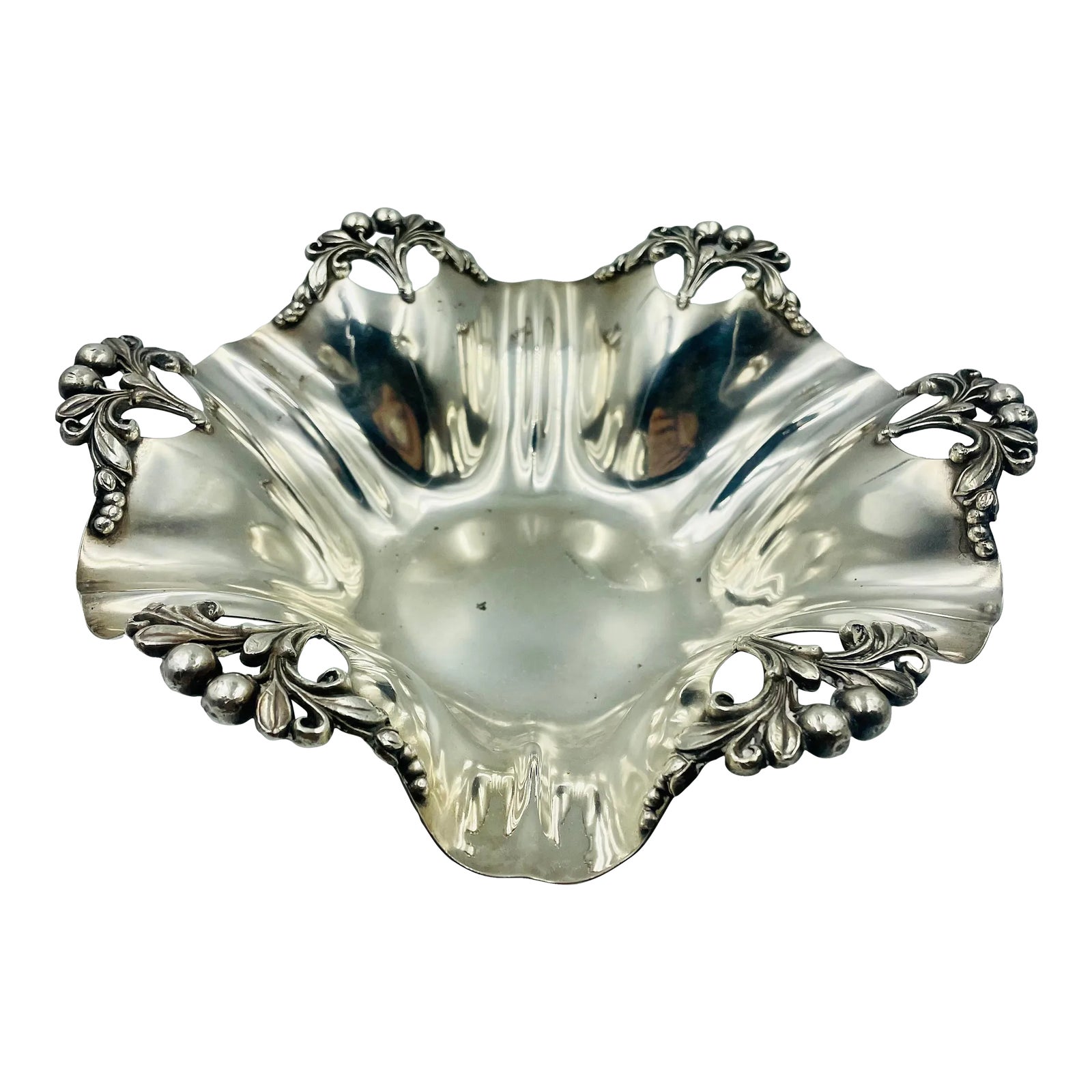 Early 20th Century F. B. Rogers Art Nouveau Ruffled Silver Bowl With ...