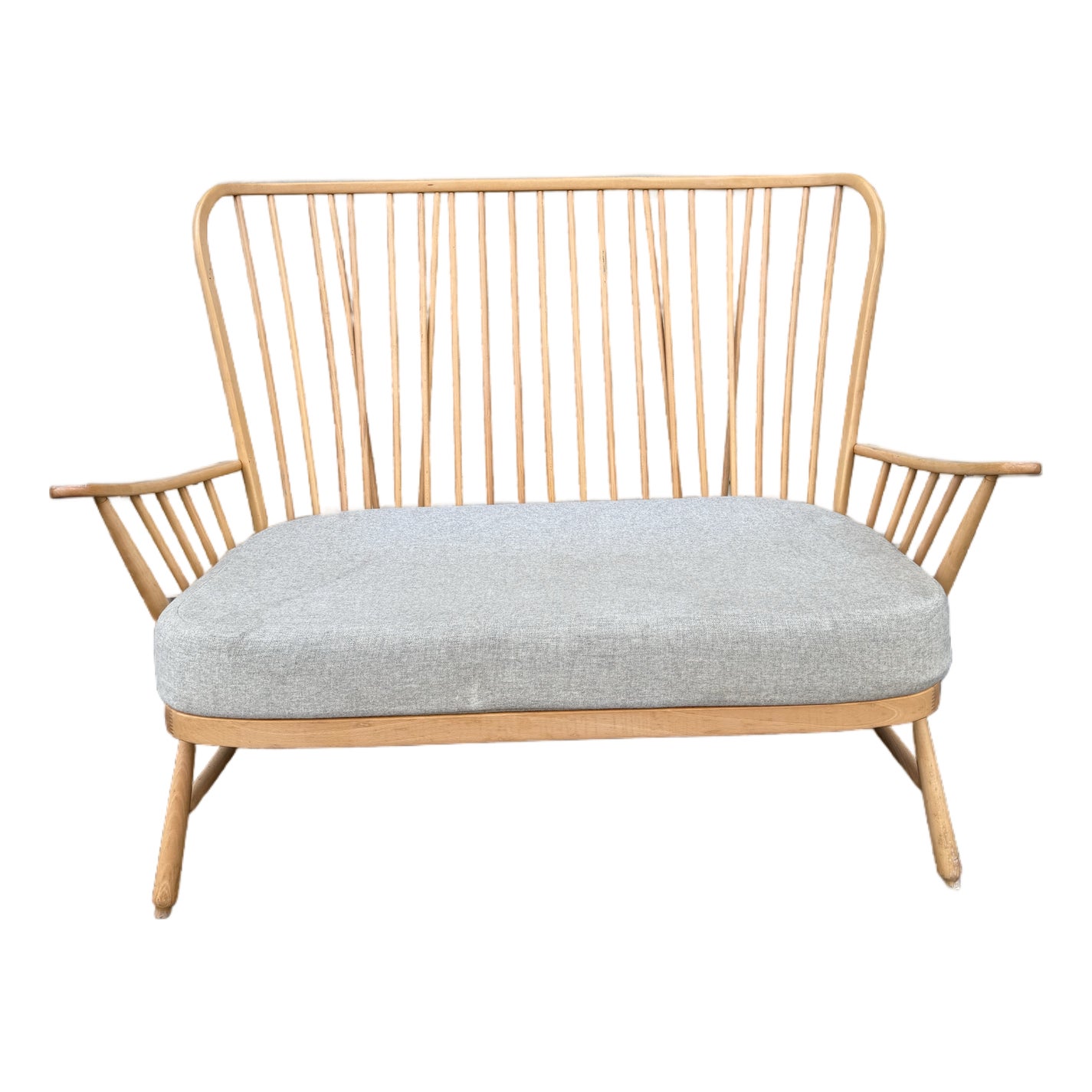 Mid Century Modern English Ercol Rare Evergreen High Back Settee | Chairish