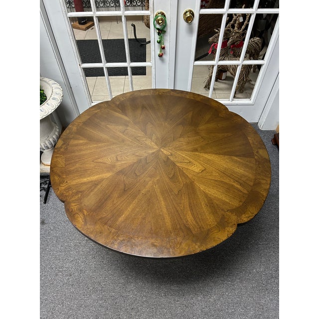 Vintage Mid Century Scallop Shape Coffee Table With Inlaid Burled ...