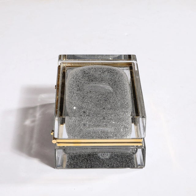 Modernist Hand-Blown Murano Gray Bullicante Detailed & Brass Fitted ...