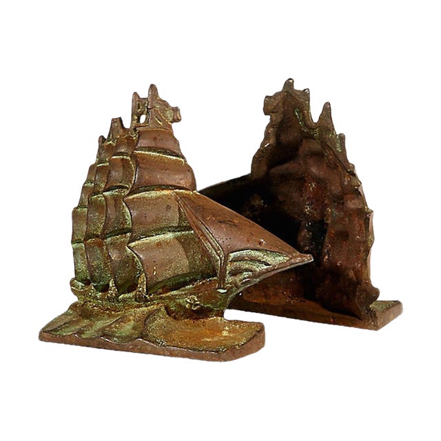 1950s Iron Pirate Ship Bookends, Pair | Chairish