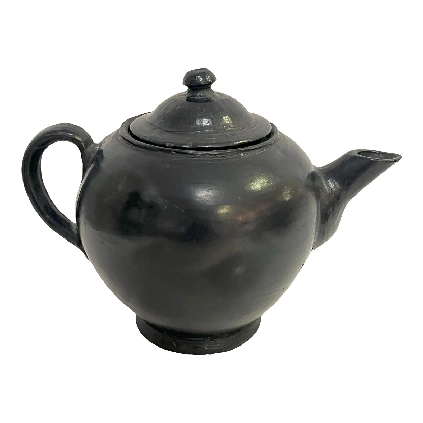 Mid Century Artisan Crafted Raku Pottery Lidded Teapot | Chairish