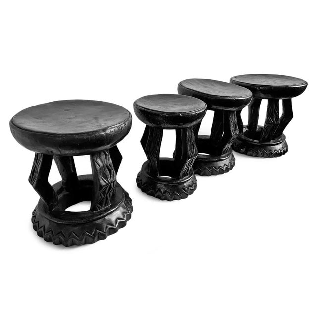 Black Oka Yoruba Stool | Chairish