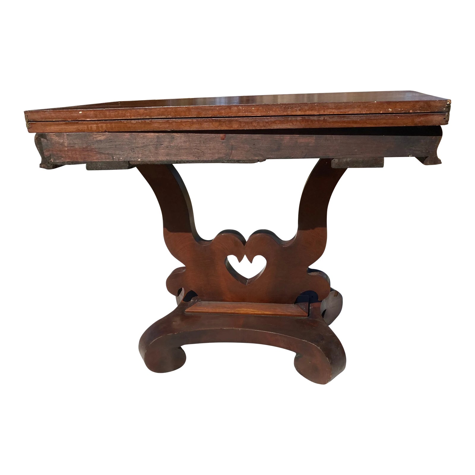American Empire Mahogany Whist Table 1830-1840 Has Doves & Heart Well ...
