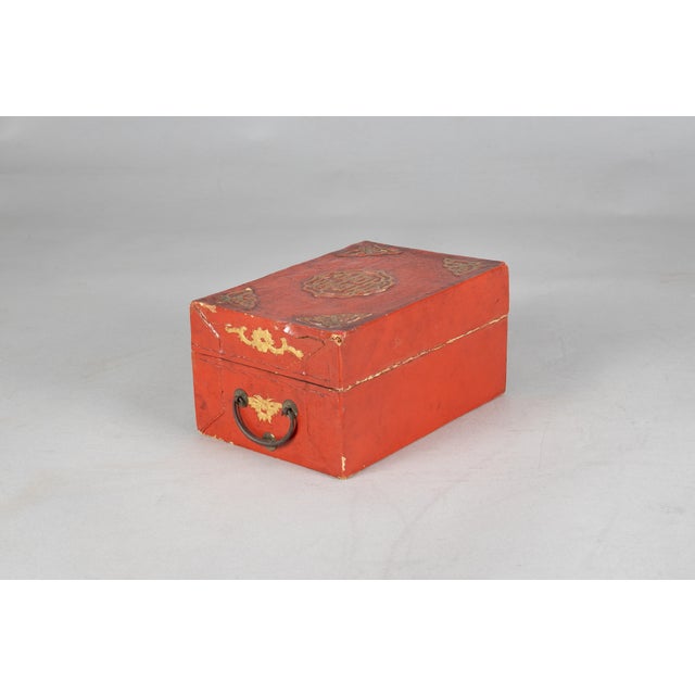 Late 19th Century Chinese Export Red Lacquered Box | Chairish