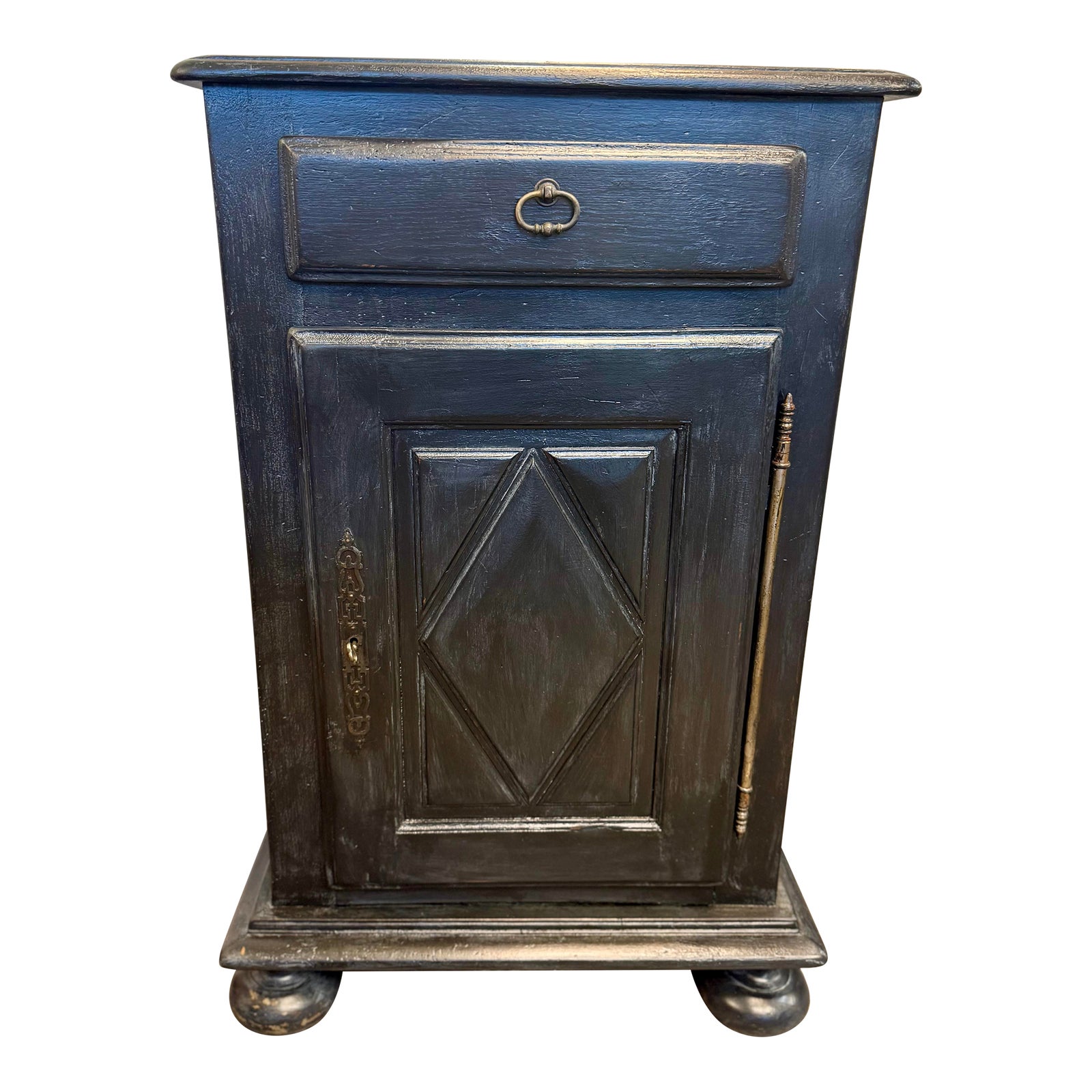 Vintage French Painted Oak Cabinet Bar | Chairish