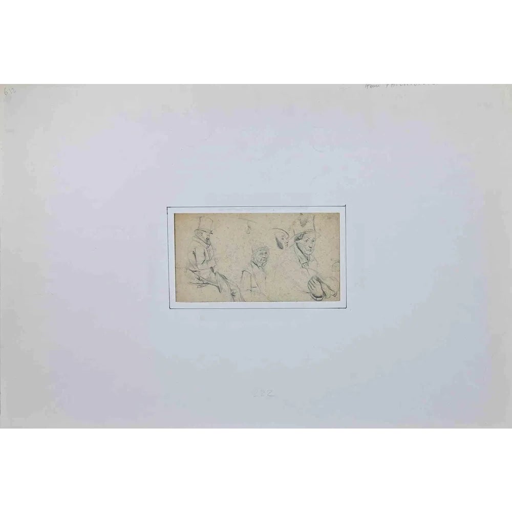 Henri Félix Emmanuel Philippoteaux, Figures of Men, Pencil Drawing, Mid ...