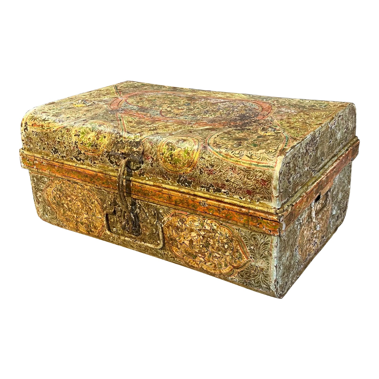 Antique Metal painted box | Chairish