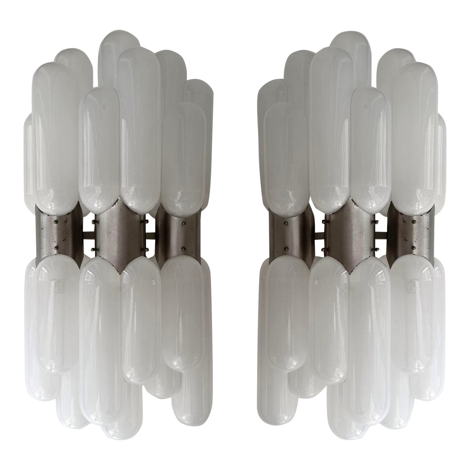 Pair of Torpedo Murano Glass Sconces by Carlo Nason for Mazzega, Italy ...