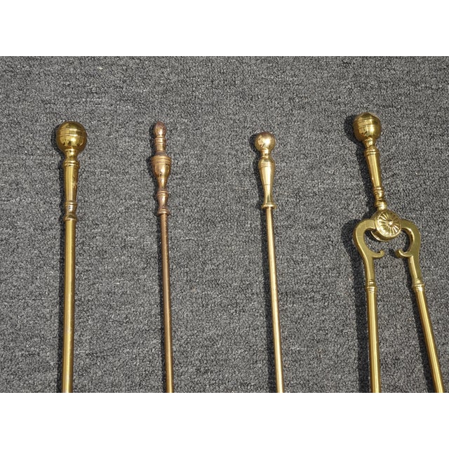 Vintage French Country Gold Fireplace Tools W Four Tools and Base W ...