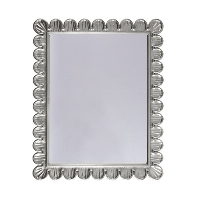 Matthew Izzo Home Eliza Silver Leaf Scalloped Edge Wall Mirror | Chairish