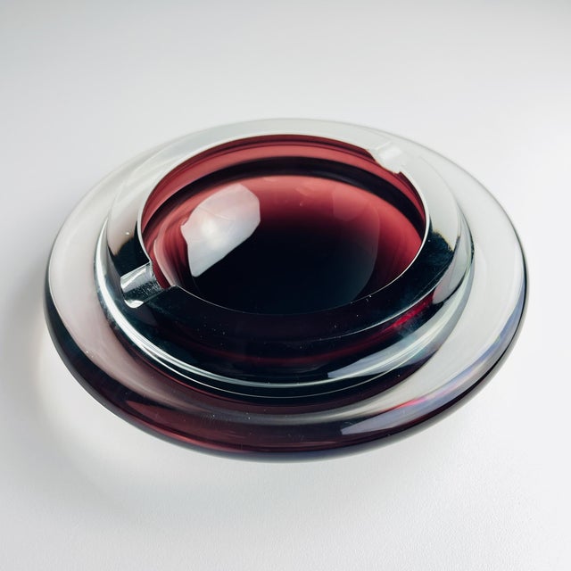 1980s Original Bordo Murano Glass Ashtray, Italy | Chairish