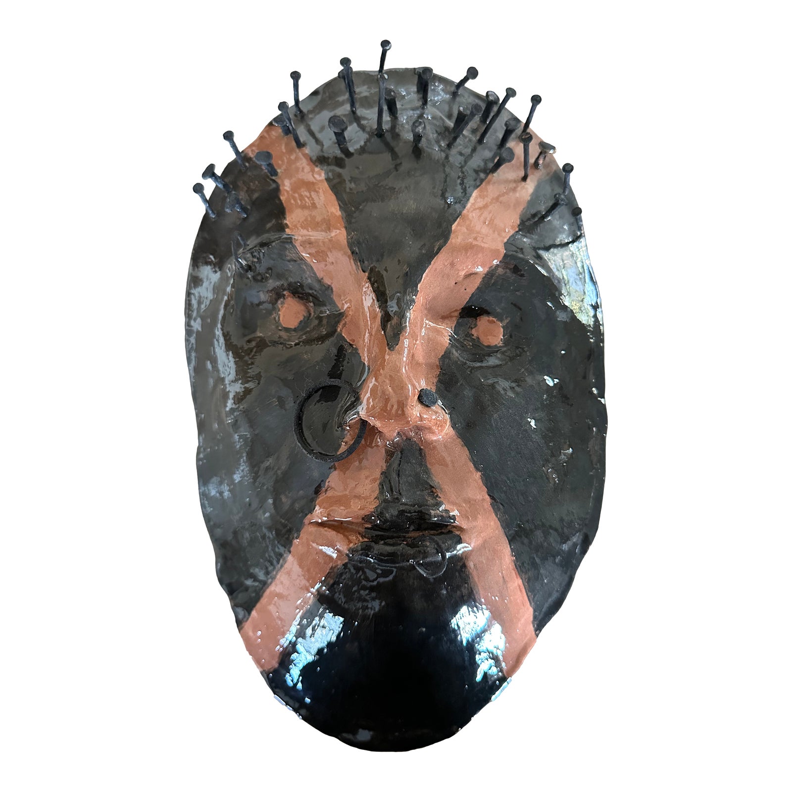 Vintage Handcrafted Brutalist Ceramic Male Face With Piercings Wall ...