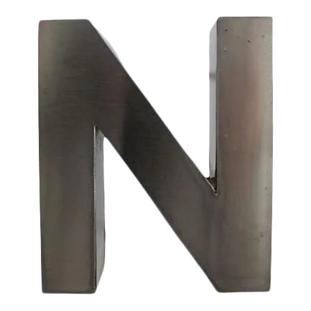Vintage Stainless Steel Letter N | Chairish