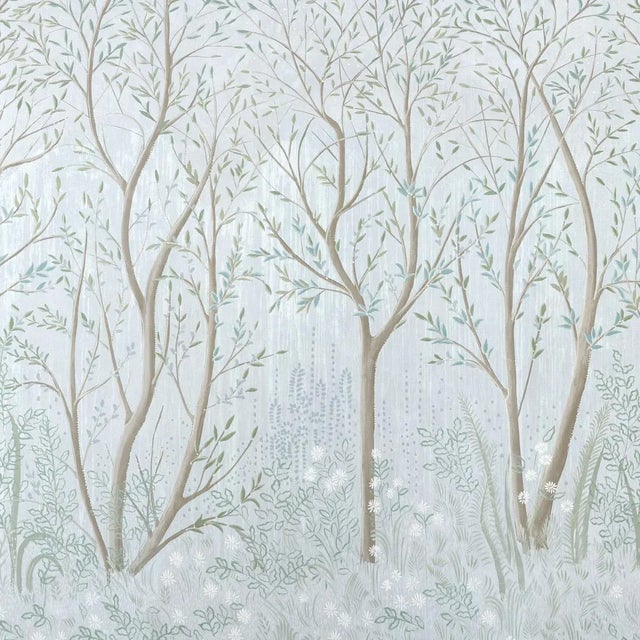 Schumacher x Colette Cosentino Brindille Golden Accented Panel Set in Mineral - 3 Panels | Chairish