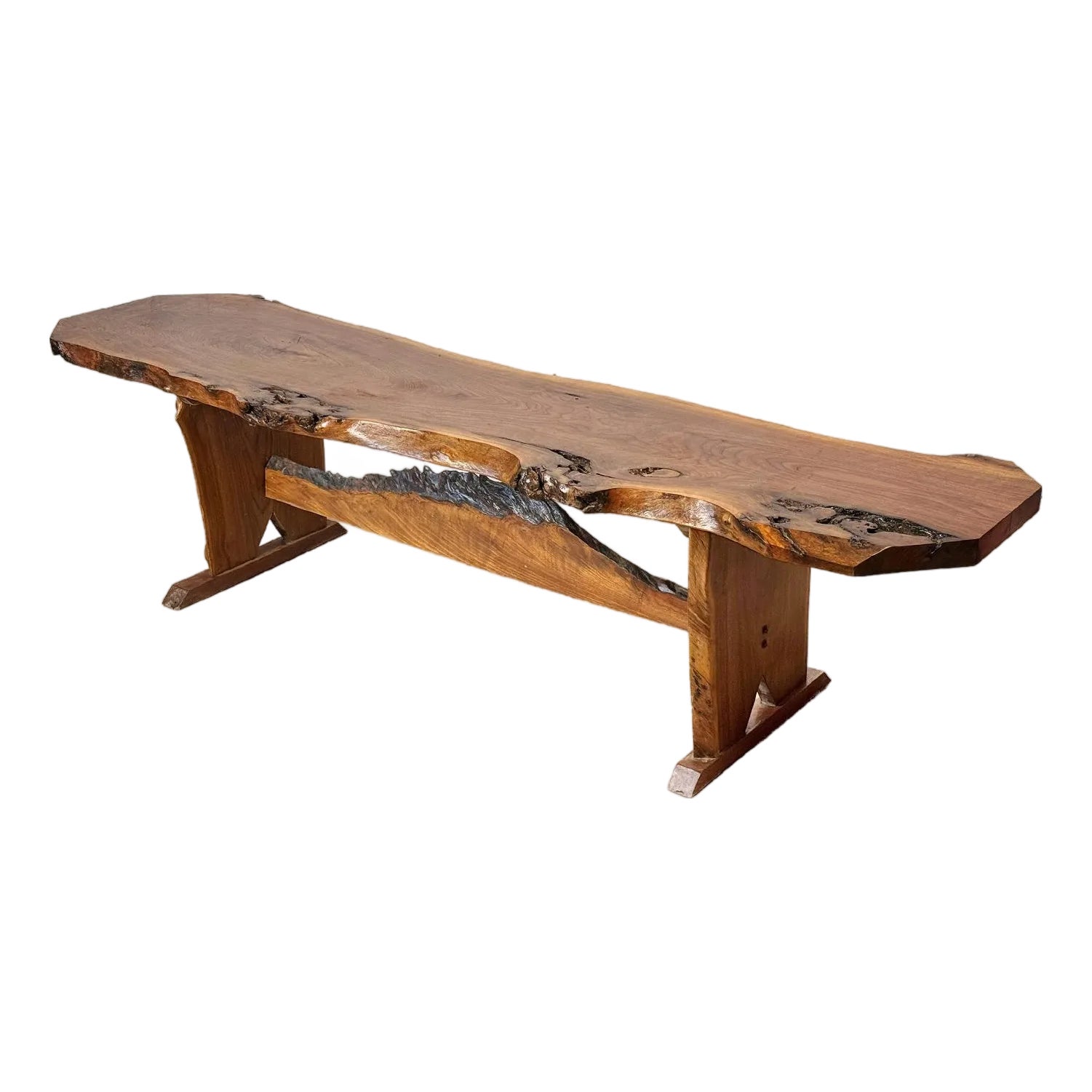 Vintage 6ft Black Walnut Live Edge Bench | Chairish