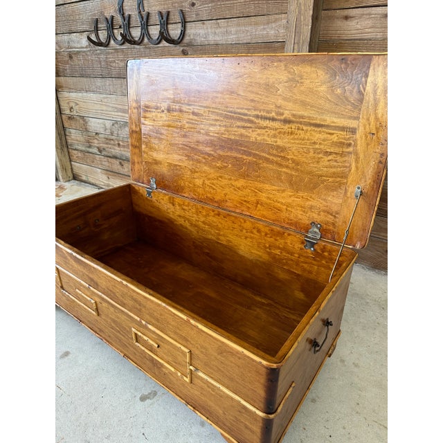 Antique French Country Coastal Wood Greek Key Bamboo Trim Trunk Blanket ...