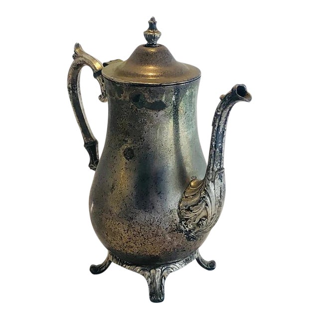 Early 1900s Antique Ornate Silverplate Tea Pot | Chairish