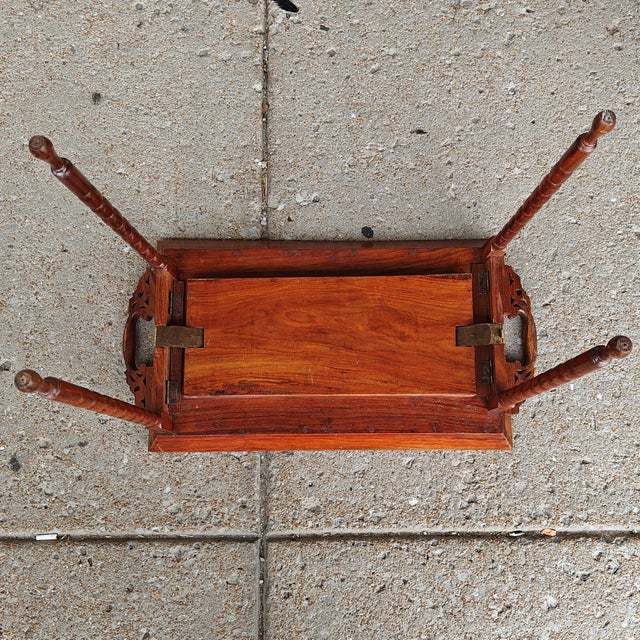 Early 20th Century Antique Butler Tray Table With Ornate Brass Inlay ...