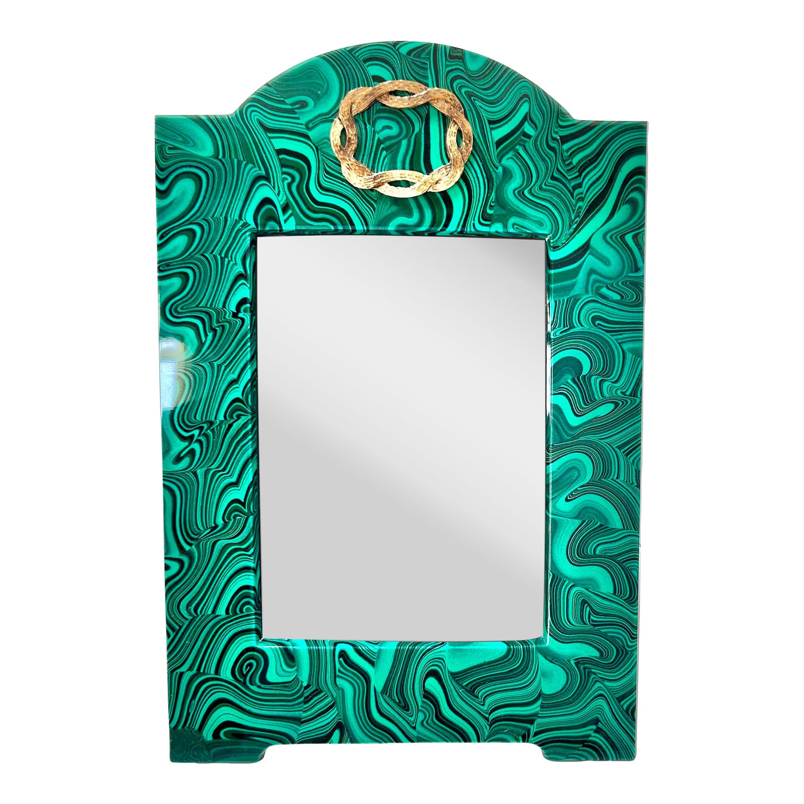 Vintage Malachite Picture Frame With Brass Ornament | Chairish