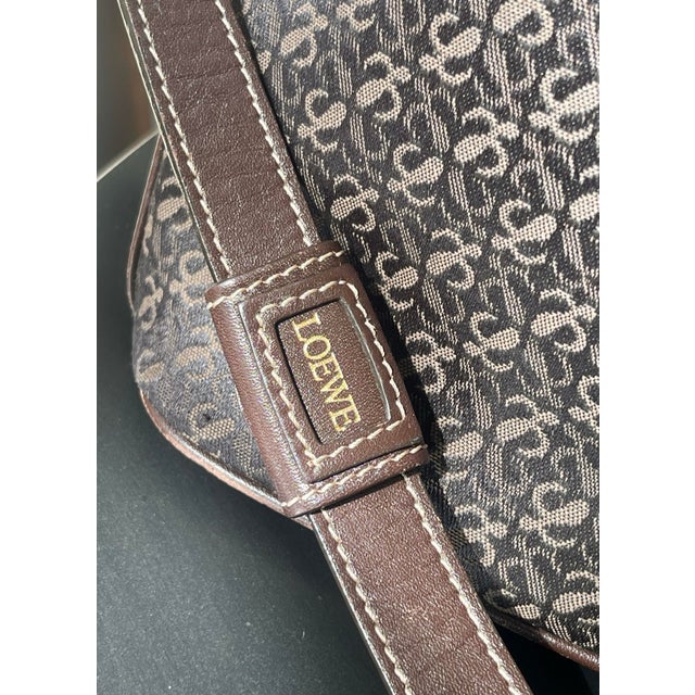 1980s Loewe Logo Canvas and Leather Cross Body Bag | Chairish