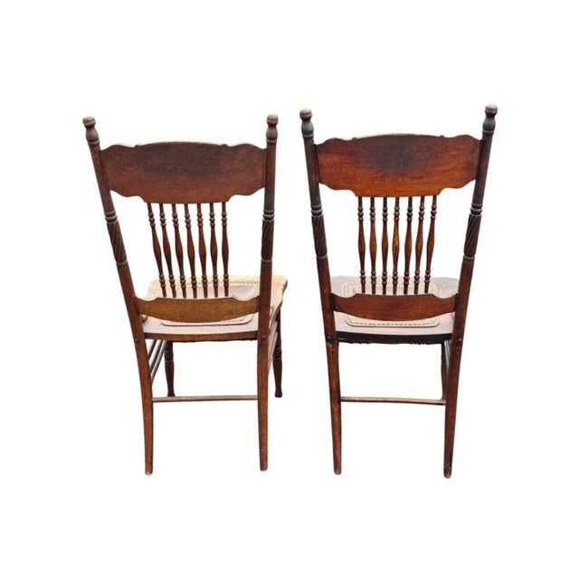 1900s Larkin Soap Co. Spindle Oak & Embossed Leather Cushion Side ...