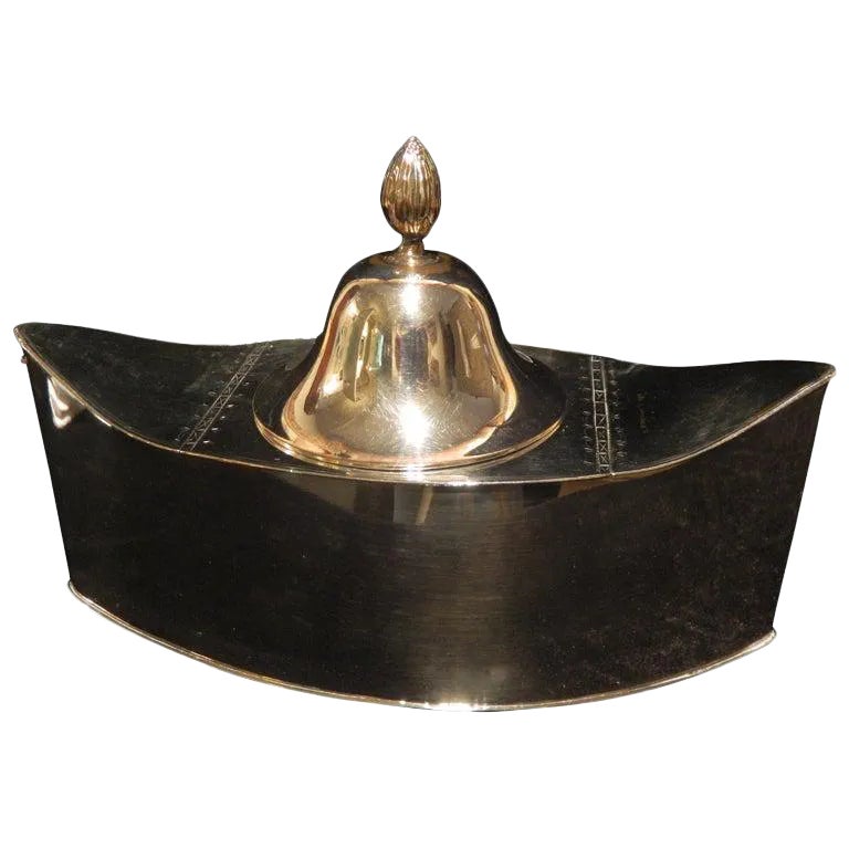 English Silver Caviar Boat on Small Square Feet, Late 19th Century ...