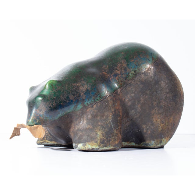 Raku Pottery Bear With Copper Fish by Tony Evans | Chairish