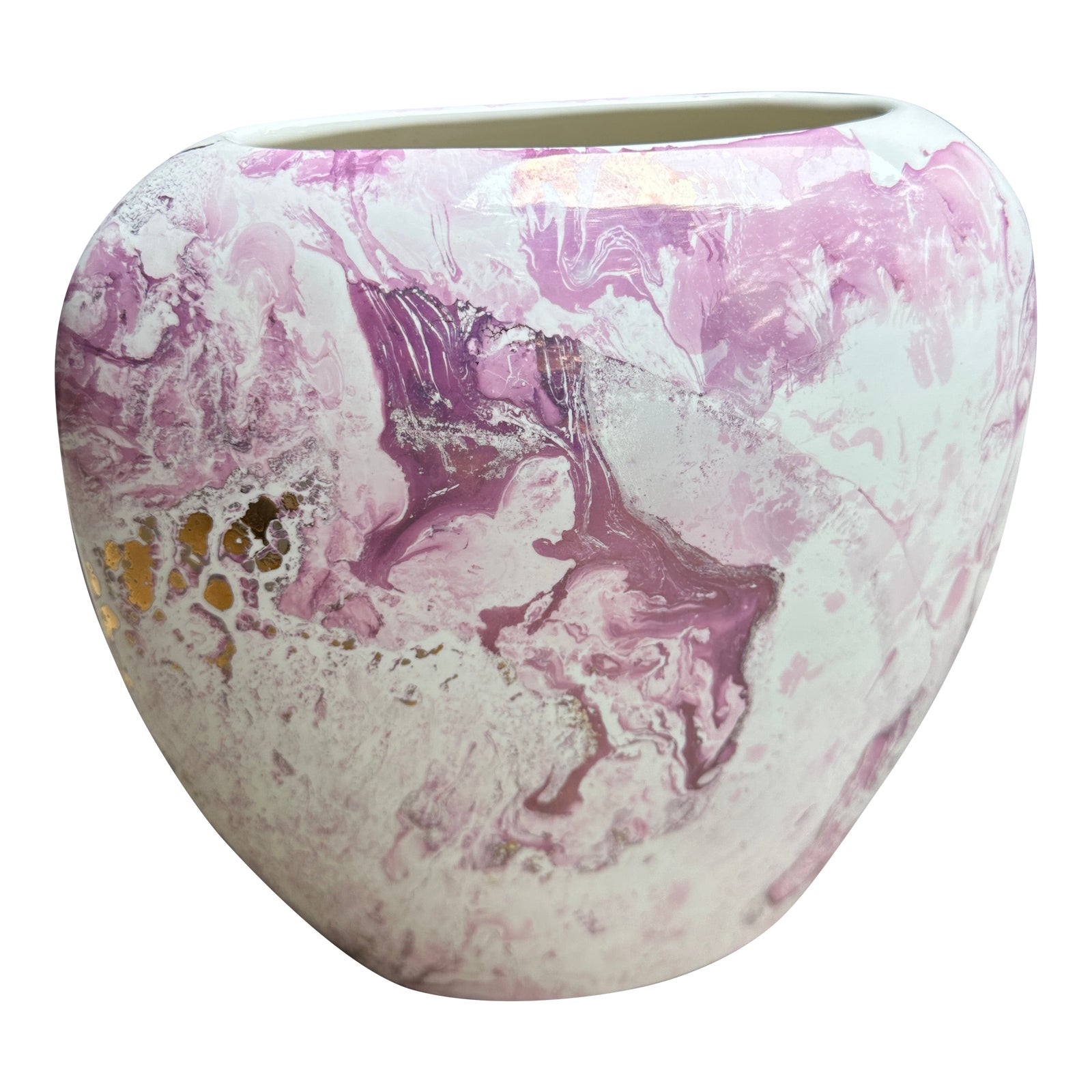 Vintage Sascha Brastoff Abstract Pink & Gold Drip Glaze Studio Pottery ...