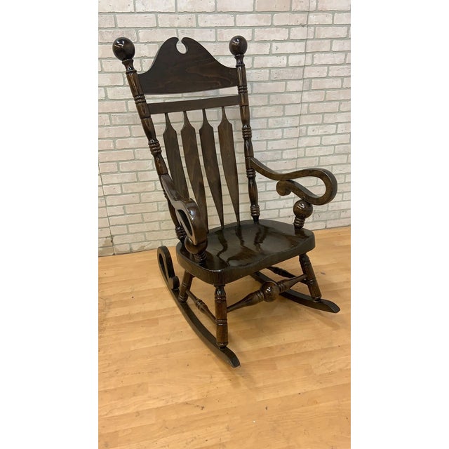 Late 20th Century Vintage Yugoslavian High Back Wood Rocking Chair ...