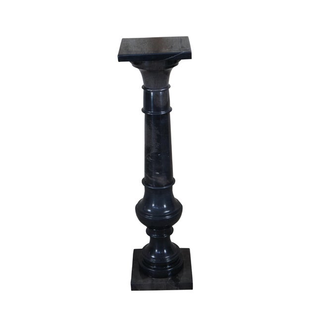 Mid 20th Century Neoclassical Black Marble Column Pillar Pedestal ...