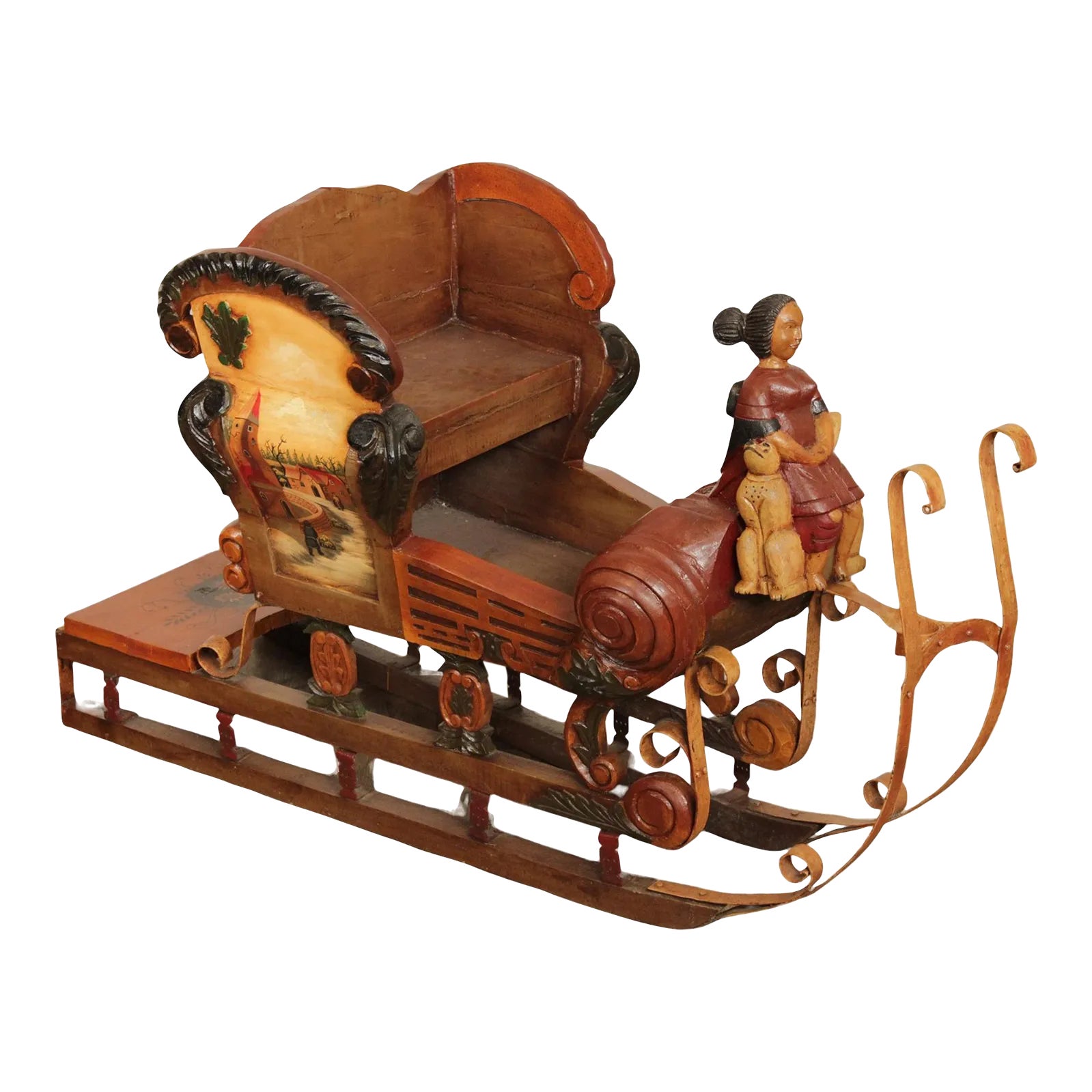 Mid 20th Century German Folk Art Children's or Miniature Sleigh | Chairish