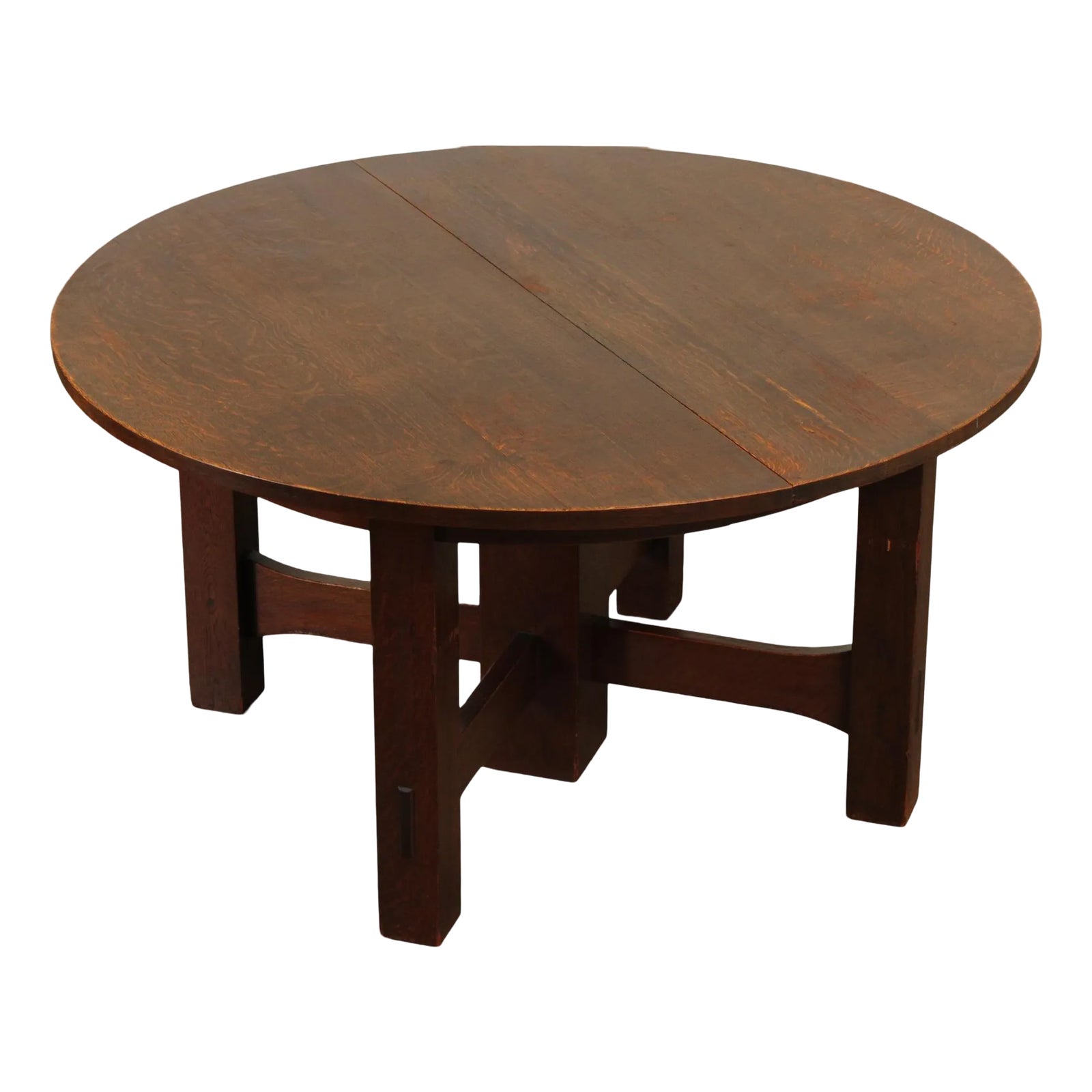 Gustav Stickley Antique Round Mission Oak Expandable Five-Leg Dining ...