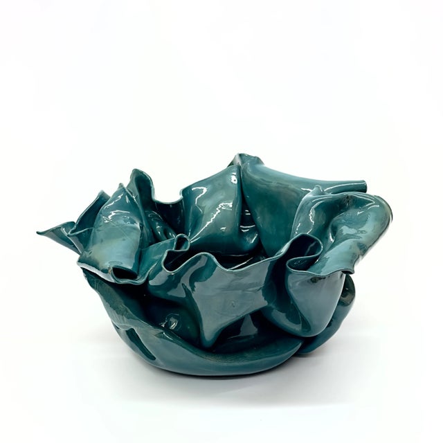 Deep Green Monumental Ceramic Sculptural Bowl by Barbara Wakefield ...