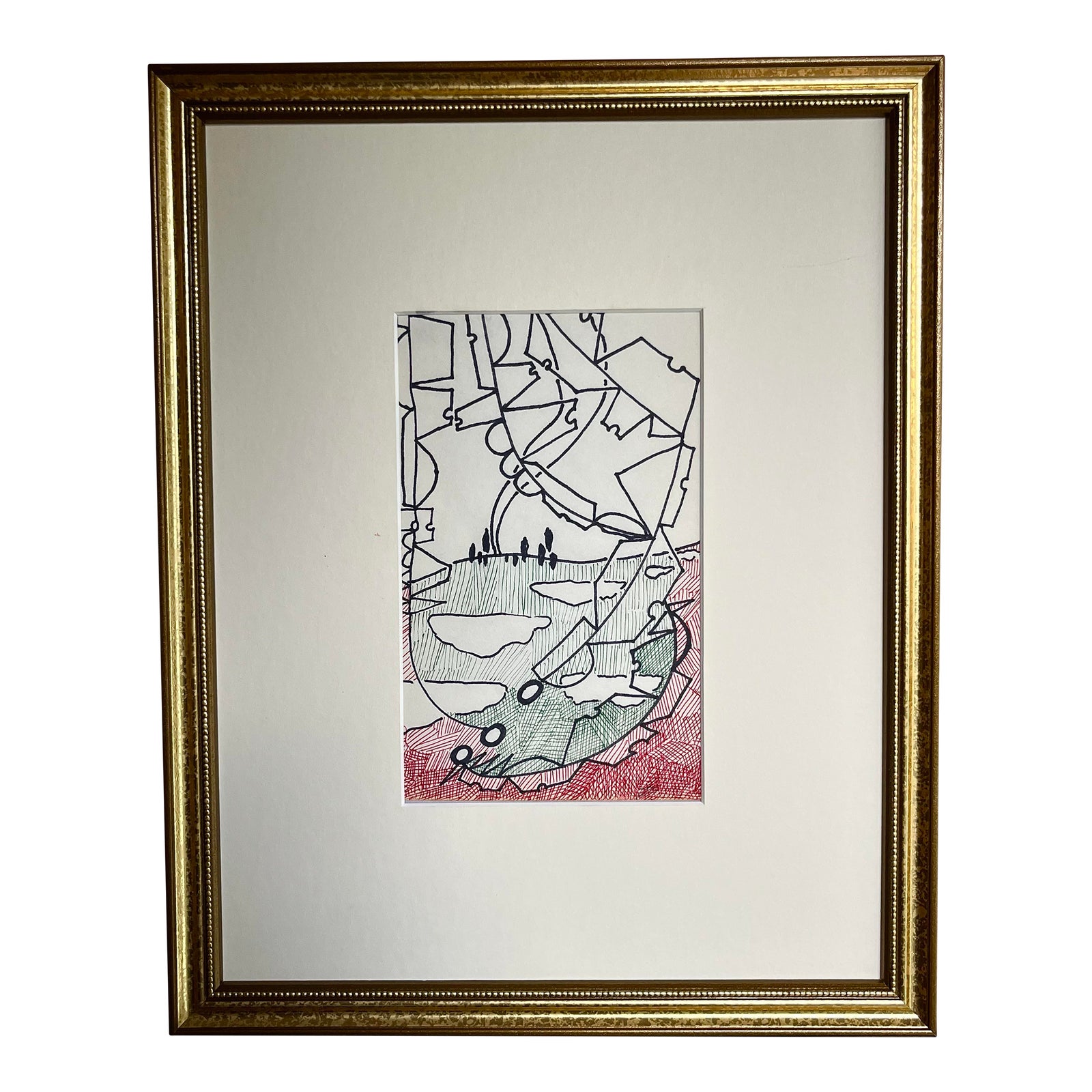 Vintage Modernist Abstract Landscape Drawing by Jewel Vintage Modernist ...