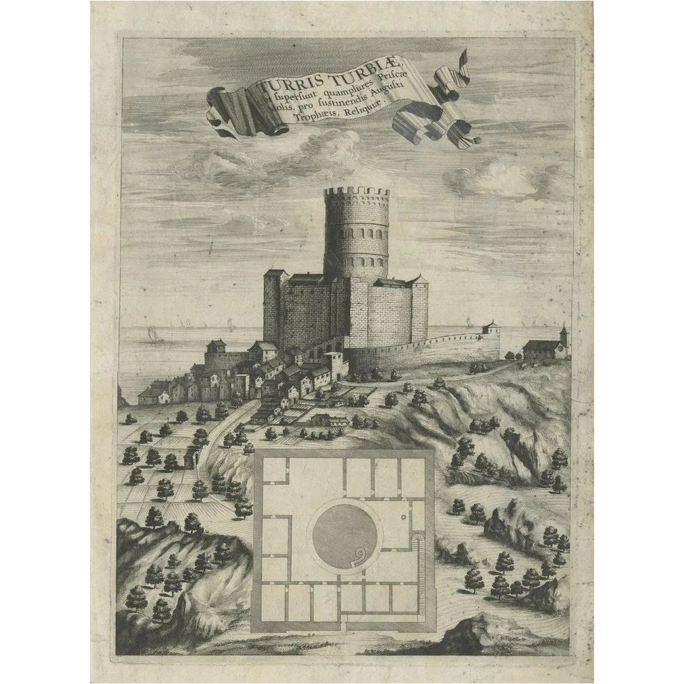 La Turbie and the Tropaeum Alpium, 1760, Paper | Chairish